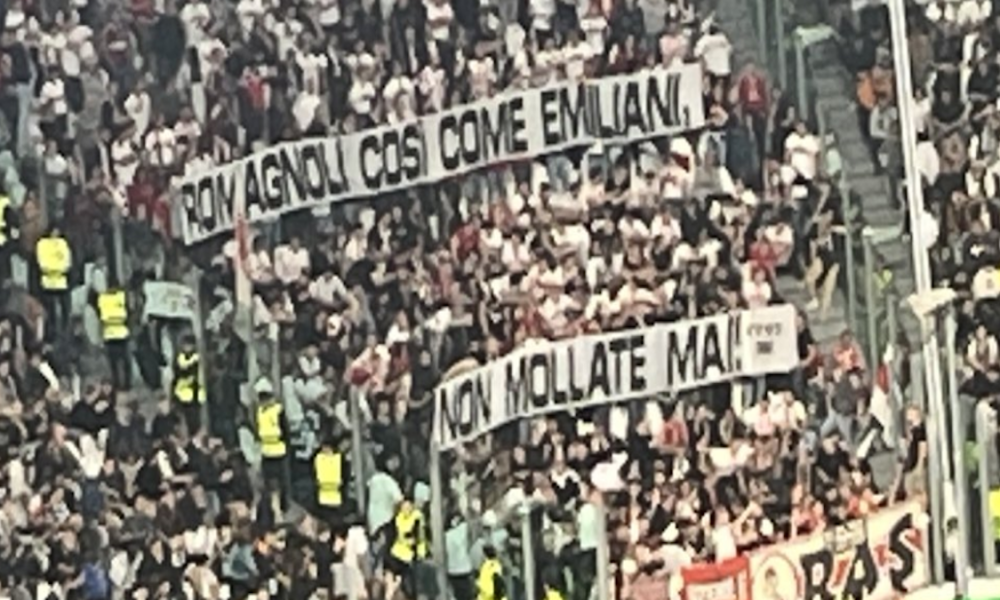 Juve Stoccarda, striscione di solidarietà all'Emilia Romagna