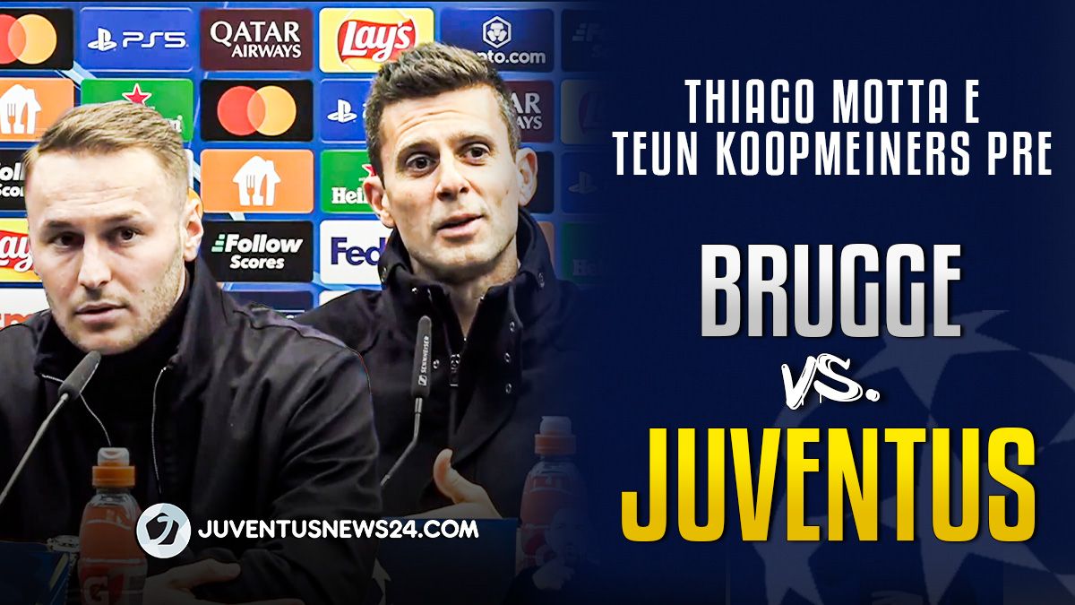 Conferenza stampa Thiago Motta Koopmeiners pre Club Brugge Juve