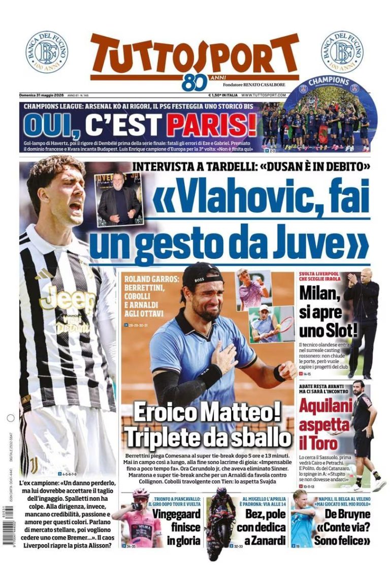 Rassegna stampa Juve: prime pagine - 31 maggio